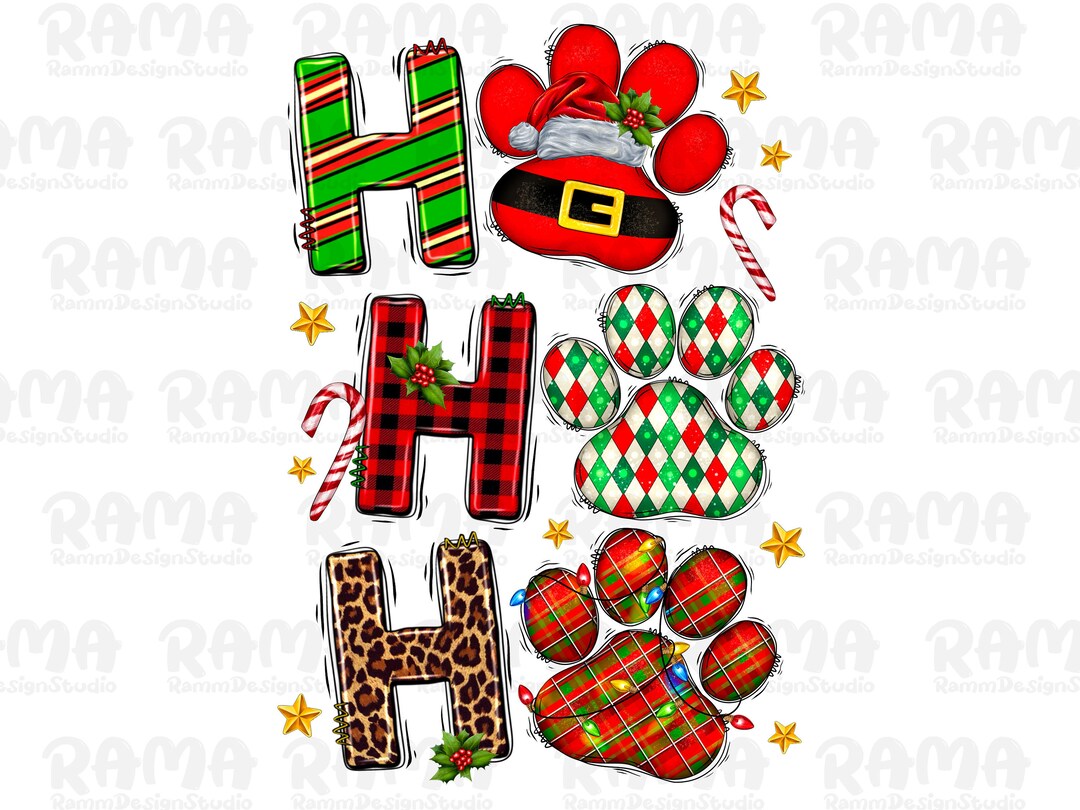 Ho Ho Ho Christmas Paw Png, Ho Ho Ho Dog Paw Png Sublimation Design ...