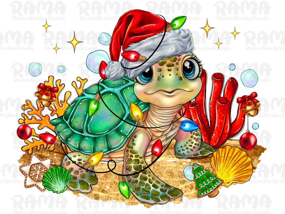 Christmas Turtle Png Sublimation Design, Christmas Turtle Png, Cute ...