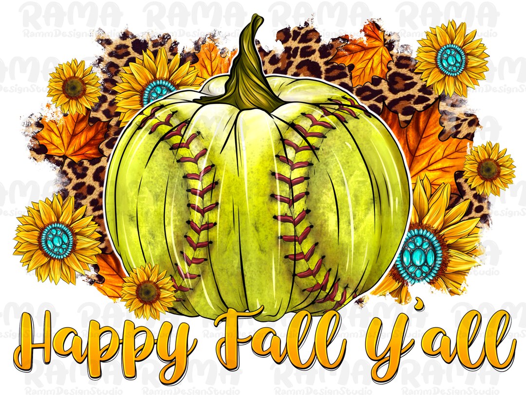 Happy Fall Y'all Softball Pumpkin Png, Softball Fall Png, Fall ...
