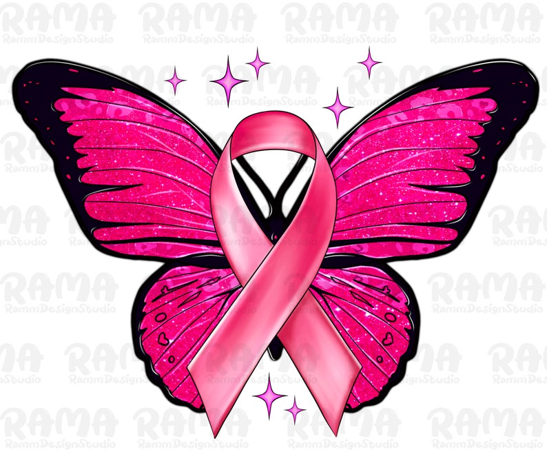 Cancer Butterfly Png Sublimation Design Download Breast - Etsy