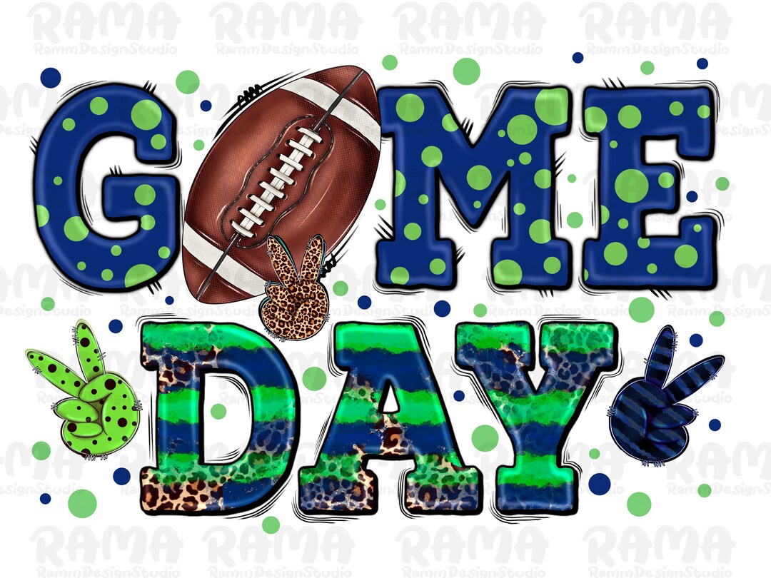 Game Day Green and Blue Png Sublimation Design Download,football Game ...