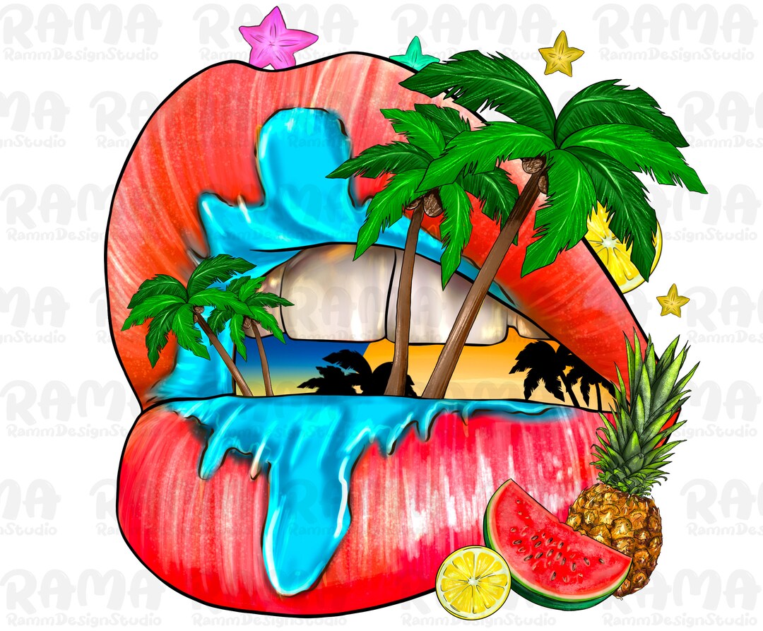 Summer Lips Png Summer Lips Png Sublimation Designhello - Etsy