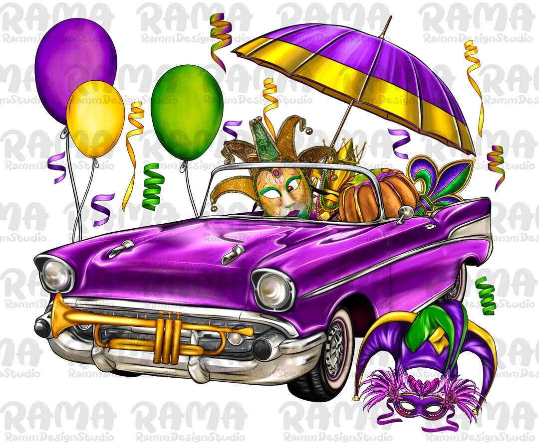 Mardi Gras Car Png Sublimation Design,sublimation Png,mardi Gras Truck ...