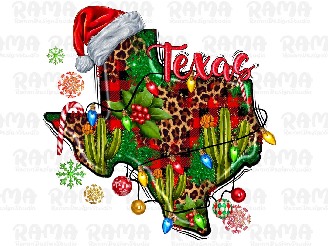 Christmas Texas Map Png Sublimation Design Download, Christmas Png ...