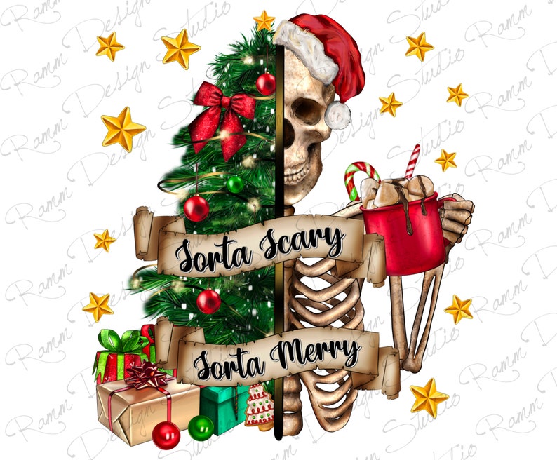Sorta Scary Sorta Merry Skeleton Christmas Tree Png - Etsy