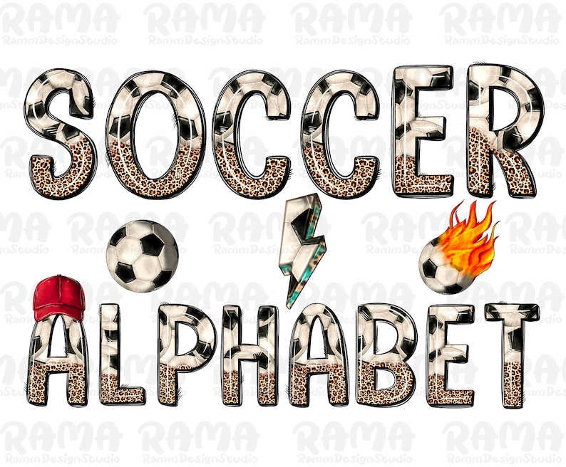 Soccer Doodle Alphabet Bundlesoccer PNG Letters Soccer - Etsy