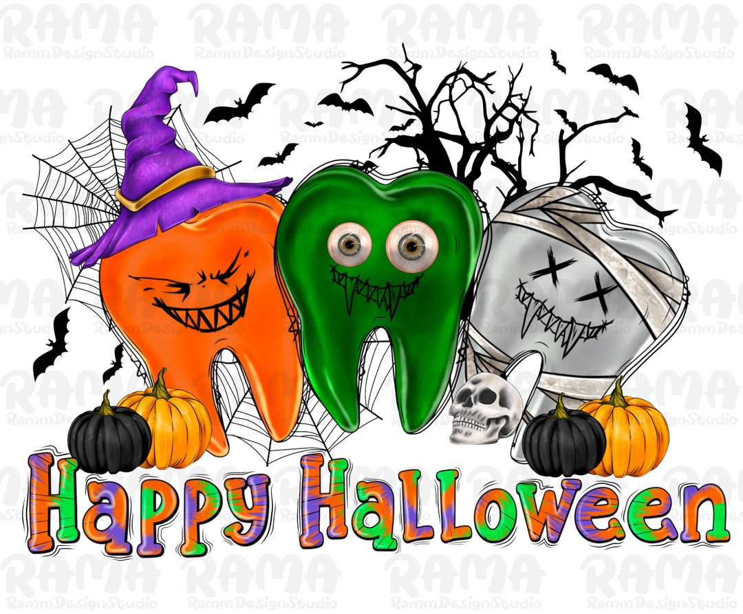 Happy Halloween Teeth Png Sublimation Design,ghost Pumpkin Mummy Clip ...
