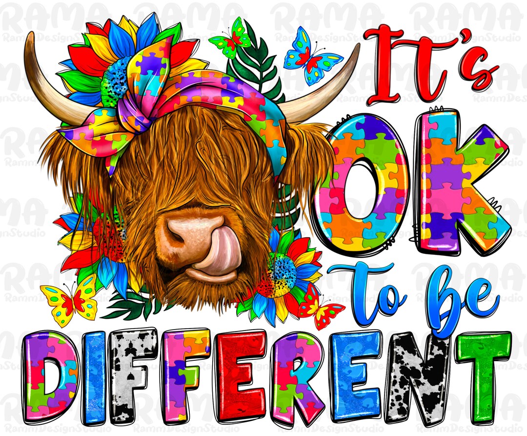 It's Ok to Be Different Png, Autism Awareness Png, Autism Puzzle Cow ...