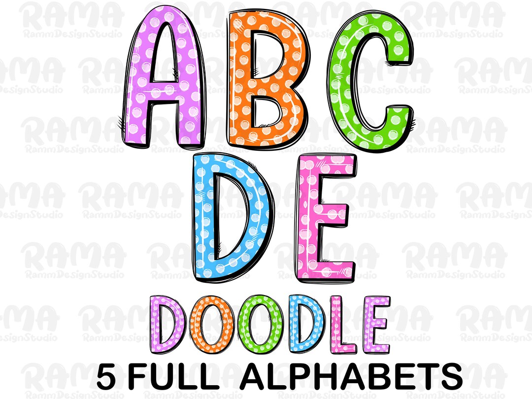 Easter Doodle Font Bundle, Alphabet Doolde Png, Alphabet Bundle Png ...