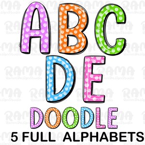 Easter Doodle Font Bundle, Alphabet Doolde Png, Alphabet Bundle Png ...