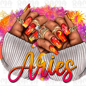 Aries Nails Black Woman Png Sublimation Design,aries Zodiac Png ...