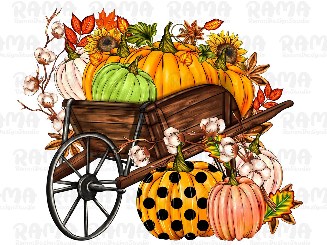 Autumn Wheelbarrow Png,wood Wheelbarrow and Pumpkin PNG, Fall PNG ...