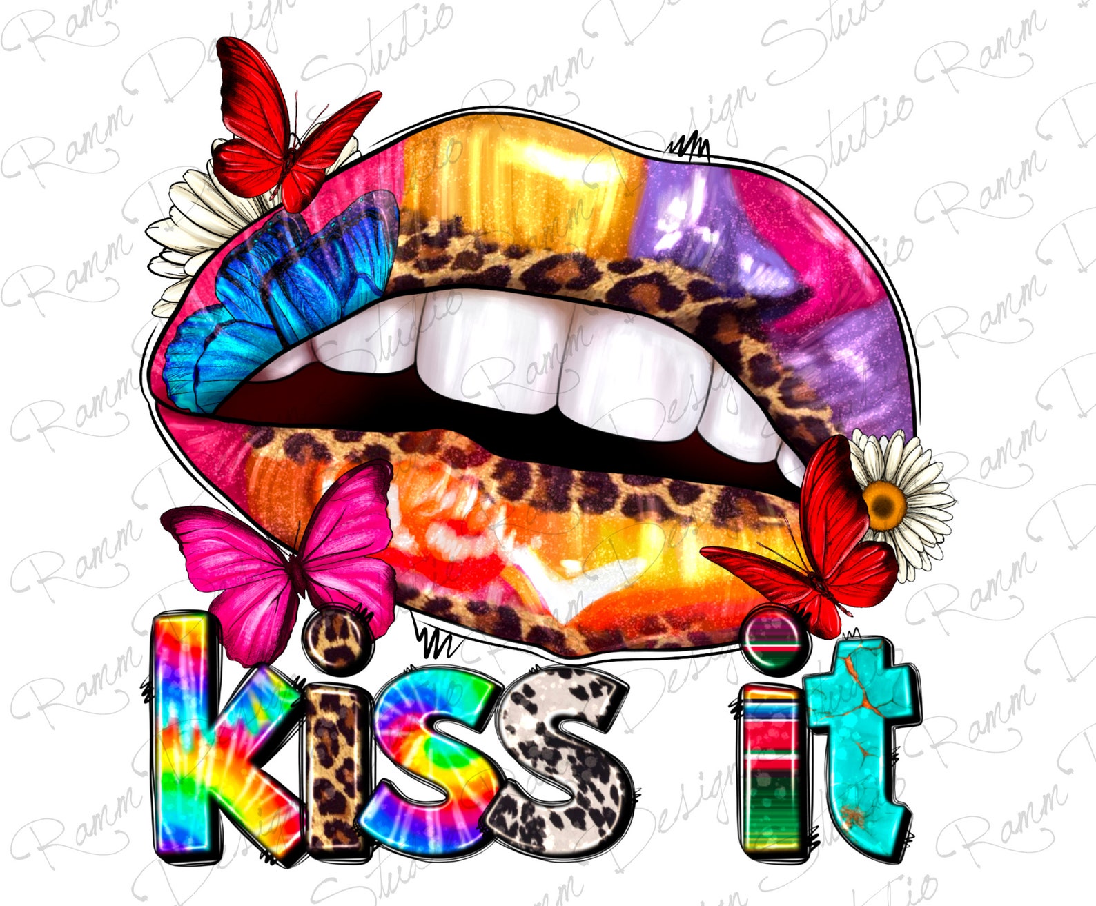 Tie Dye Lips Kiss It Png Sublimation Designkiss It Pnghand - Etsy