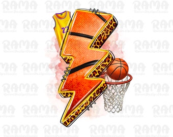 Basketball Lightning Bolt Png Sublimation Design Download, Basketball ...