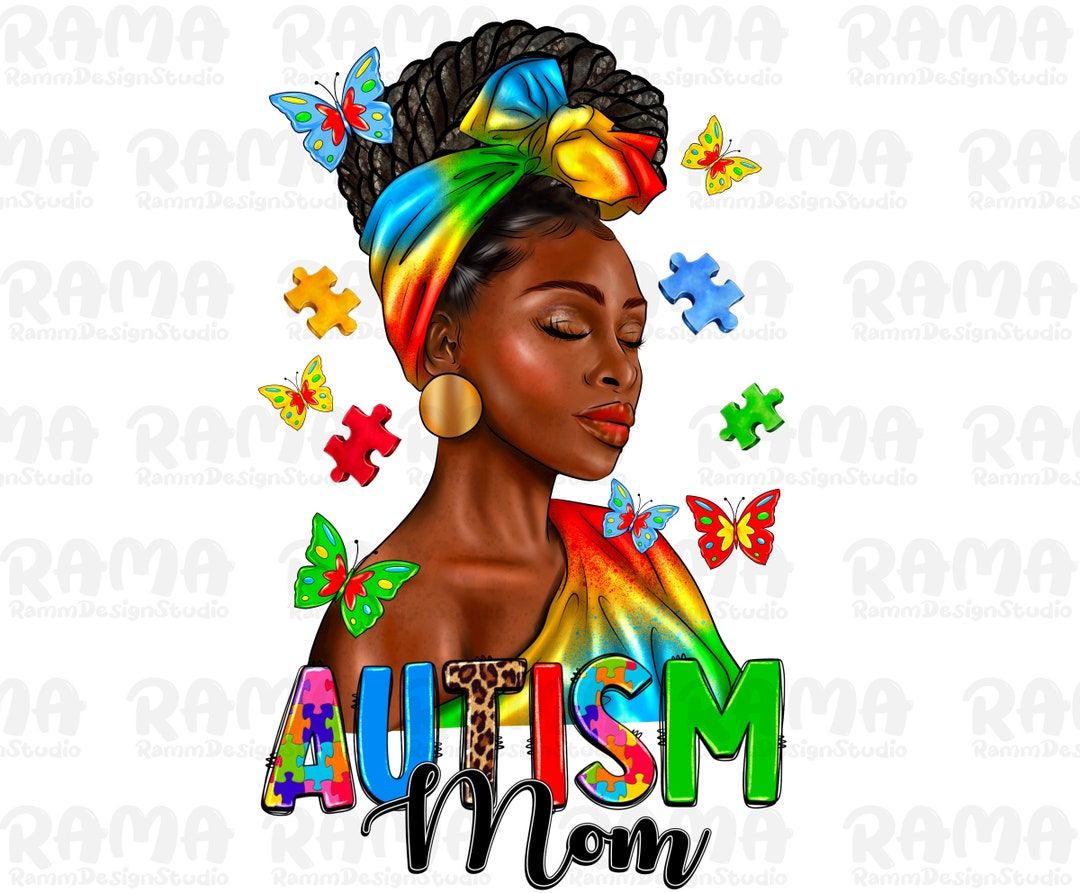Autism Mom Png Sublimation Design Download, Autism Awareness Png, Black ...