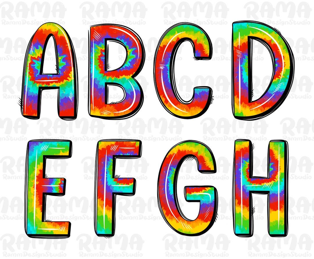 Tie Dye Doodle Alphabet Letters PNG Bundle,summer Tie Dye Letters,pink ...