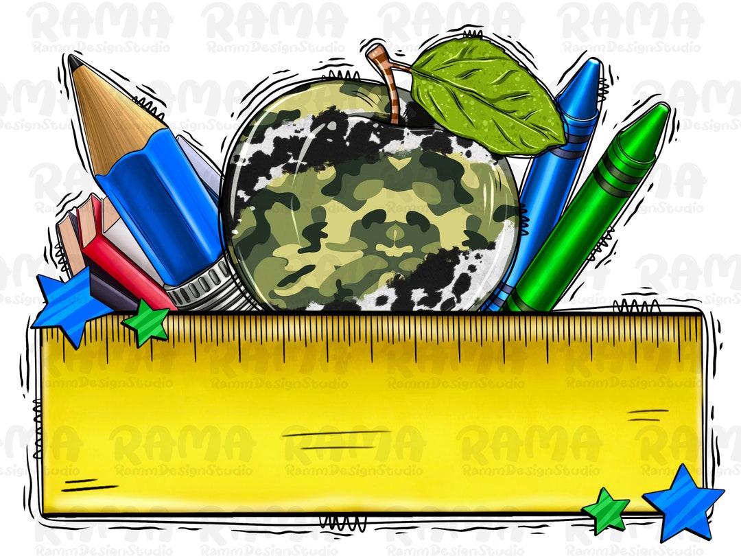 CUSTOM Name Frame Back to School Png, Camo Apple Png, Teacher Png ...