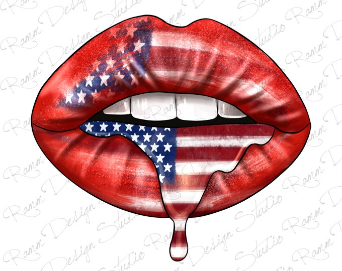 Texas Flag Lips PNG, Kiss Lips Dtf Design, Dripping Lip Clipart, Texas ...