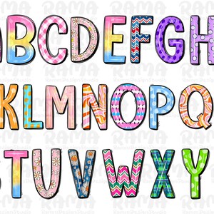 Easter Doodle Alphabet Bundle, Easter PNG Letters, Sublimation Design ...