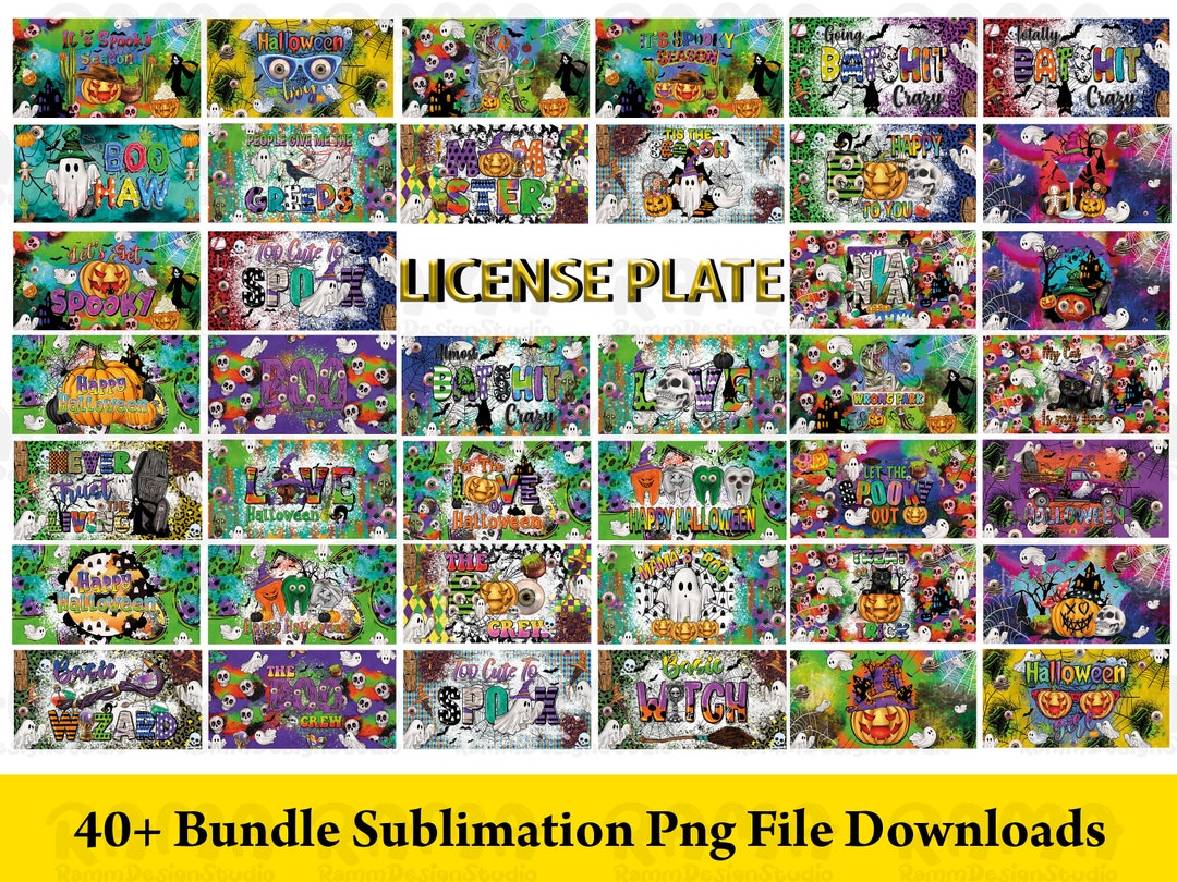 40 Halloween License Plate Sublimation Design,happy Halloween Png ...