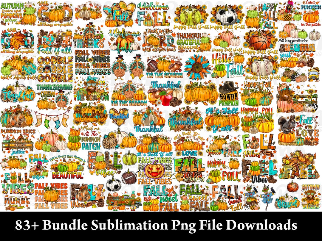 Fall Bundle Png, Autumn Png, Pumpkin PNG, Turkey Png, Sunflower ...
