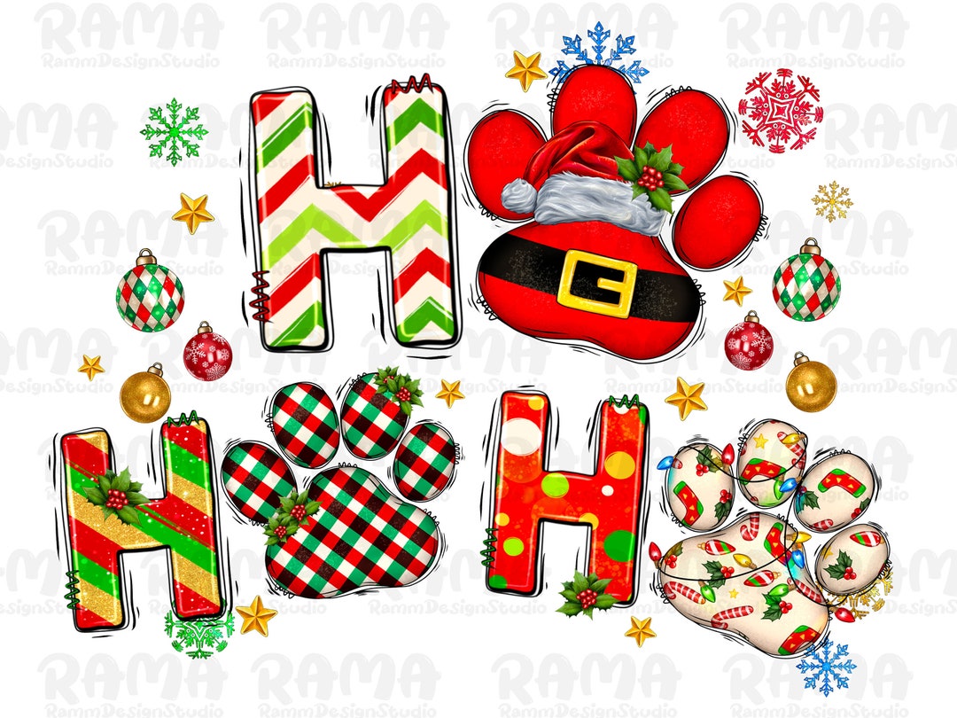 Ho Ho Ho Christmas Paw Png, Ho Ho Ho Dog Paw Png Sublimation Design ...