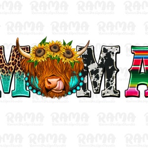 Mama Cow Png Sublimation Design Download, Mama Png,western Cow Png ...