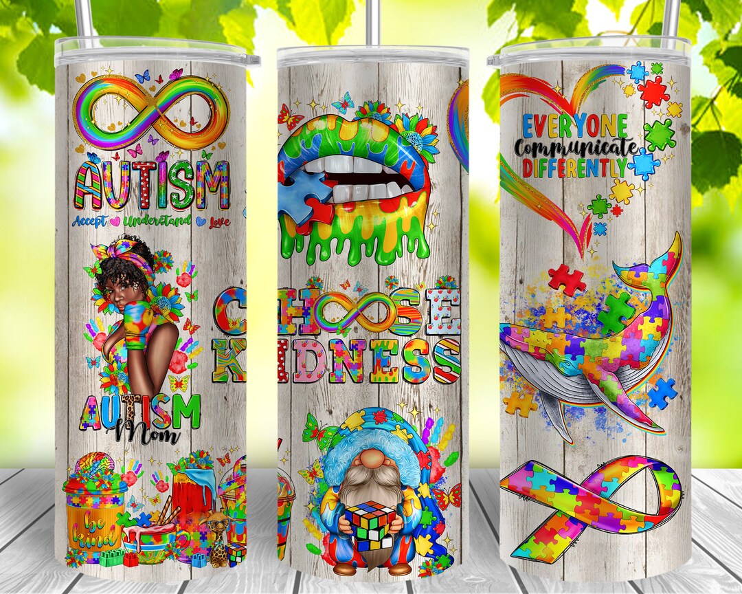Autism Tumbler Template, Png Sublimation 20oz Skinny Tumbler Tapered ...