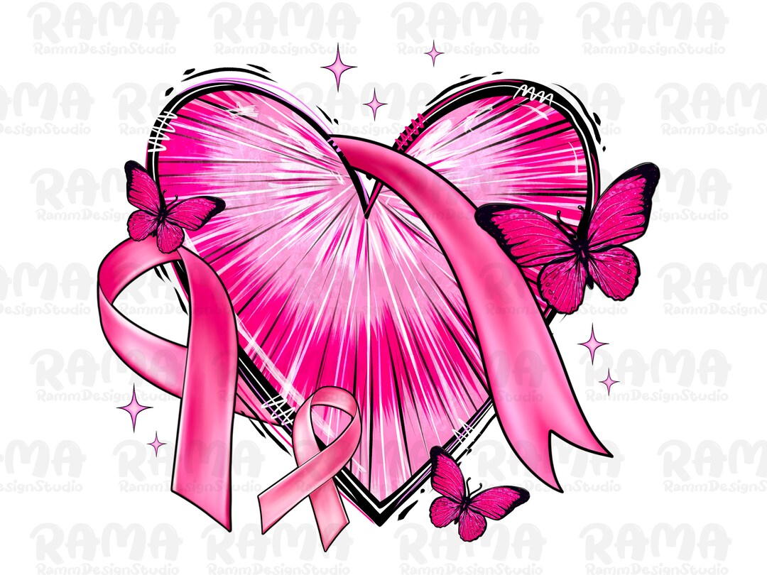 Cancer Heart With Butterflies Png, Breast Cancer Awareness Hearts Png ...