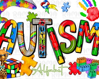 Autism Doodle Alphabet Bundle Png, Autism Alphabet Png,font Png ...