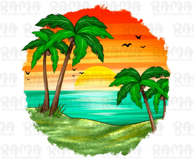 Beach Sunset Png Sublimation Design Summer Palm Png Sunset - Etsy