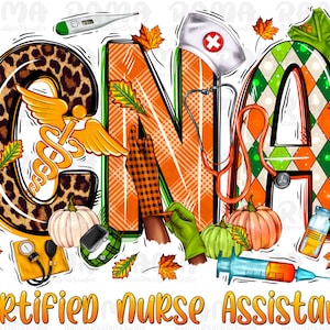 Fall CNA Certified Nursing Assistant Png Sublimation Design Download ...