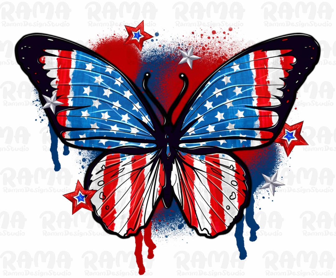 American Butterfly Png, Patriotic American Flag Butterfly Png ...