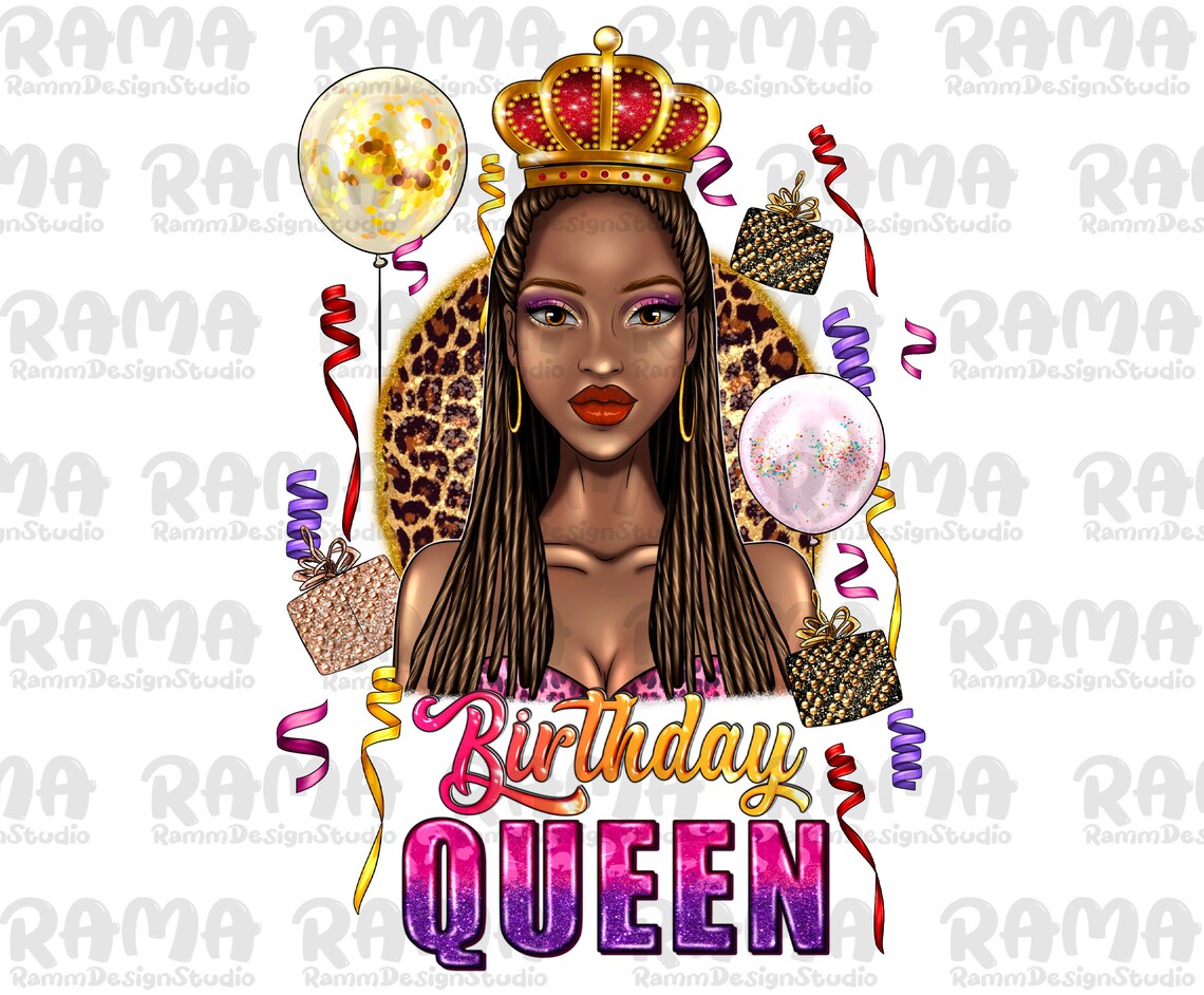 Birthday Queen Black Woman Png Sublimation Designbirthday - Etsy