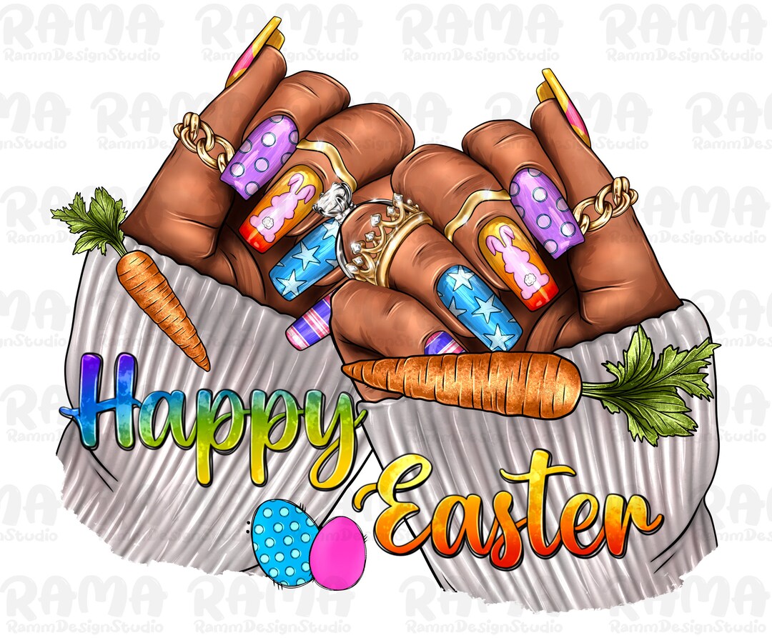 Happy Easter Afro Woman Nails Png, Easter Nails Png, Happy Easter Png ...