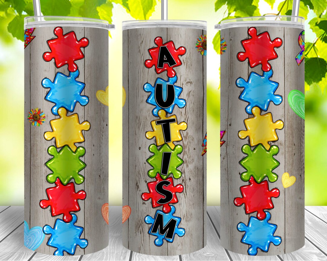 Autism Tumbler Template, Png Sublimation 20oz Skinny Tumbler Tapered ...