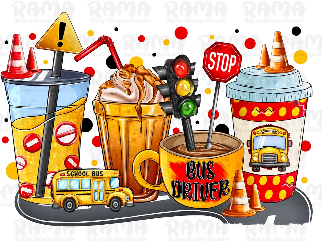 Bus Driver Coffee Cups Png Sublimation Design Download,back to School ...