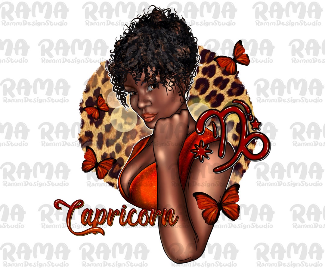 Zodiac Capricorn Afro Woman Png Sublimation Design,afro Queen Png,afro American Girl Png,black ...
