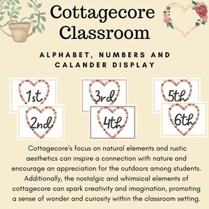 Cottagecore Inspired Classroom Decor Including: Calander Set, Number ...