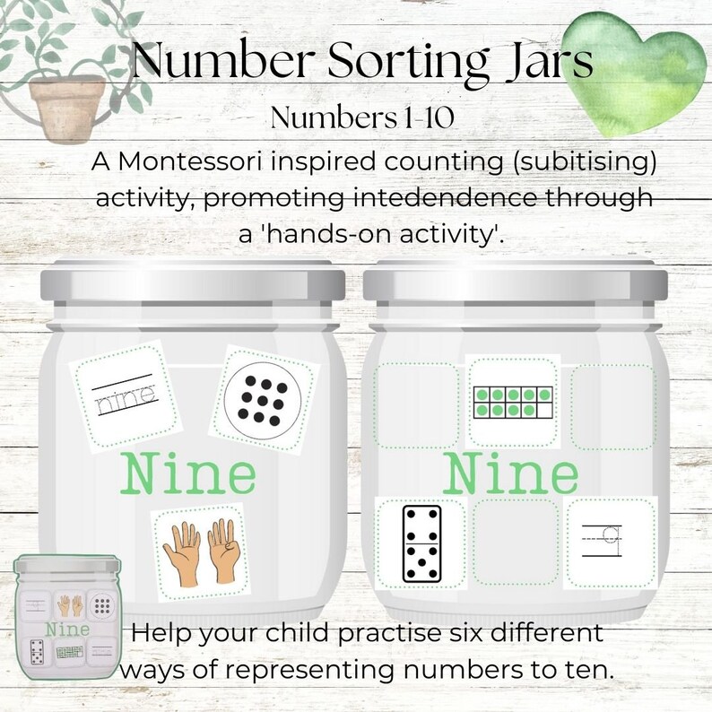 Number Jar Sorting; A Montessori Engaging and Interactive Activity to ...