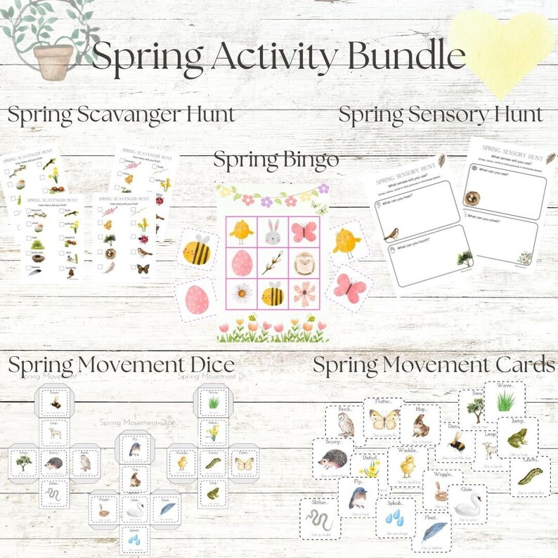 Spring Activity Bunndle; 5 Activities, Spring Bingo, Spring Scavenger ...