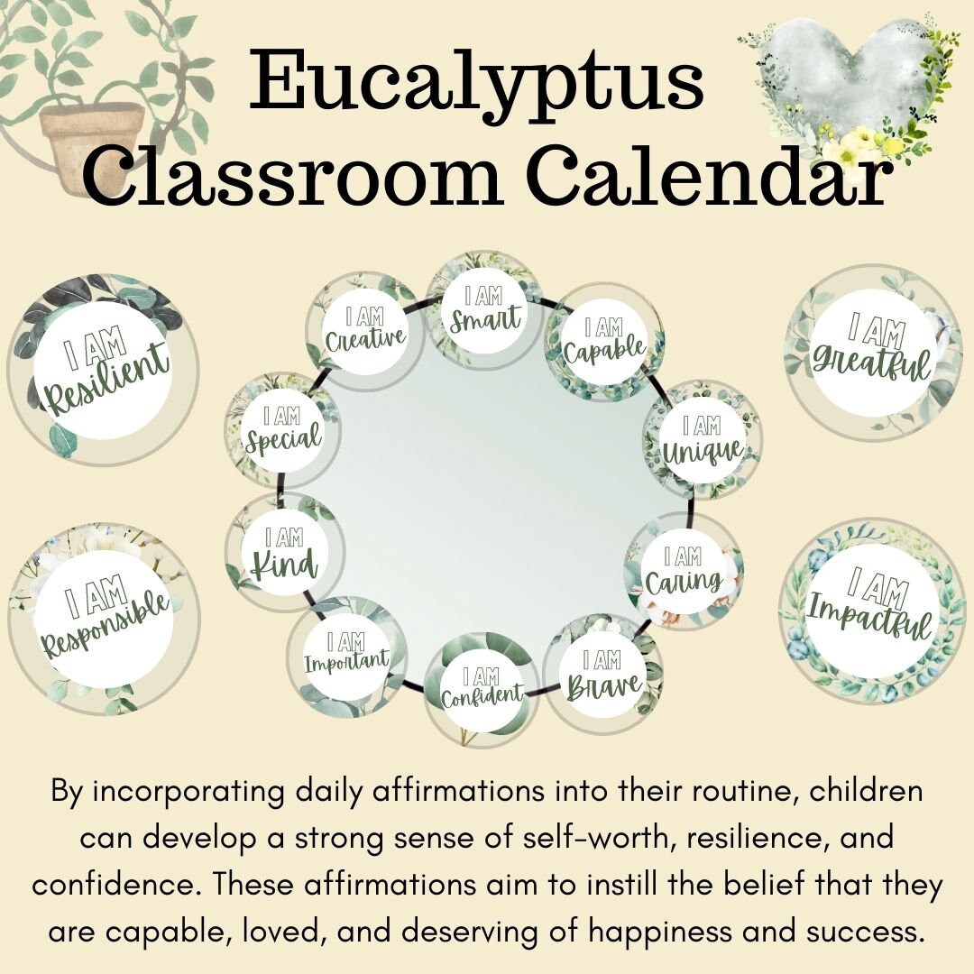 A Eucalyptus Themed Classroom Calendar Set With Upper and Lower Case ...