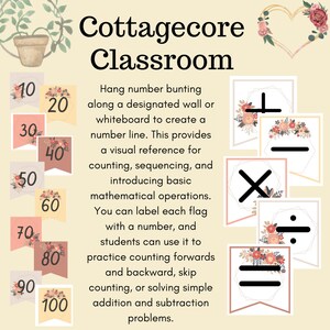 Cottagecore Inspired Classroom Decor Including: Calander Set, Number ...