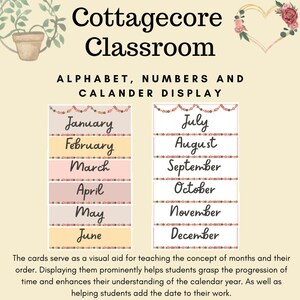 Cottagecore Inspired Classroom Decor Including: Calander Set, Number ...