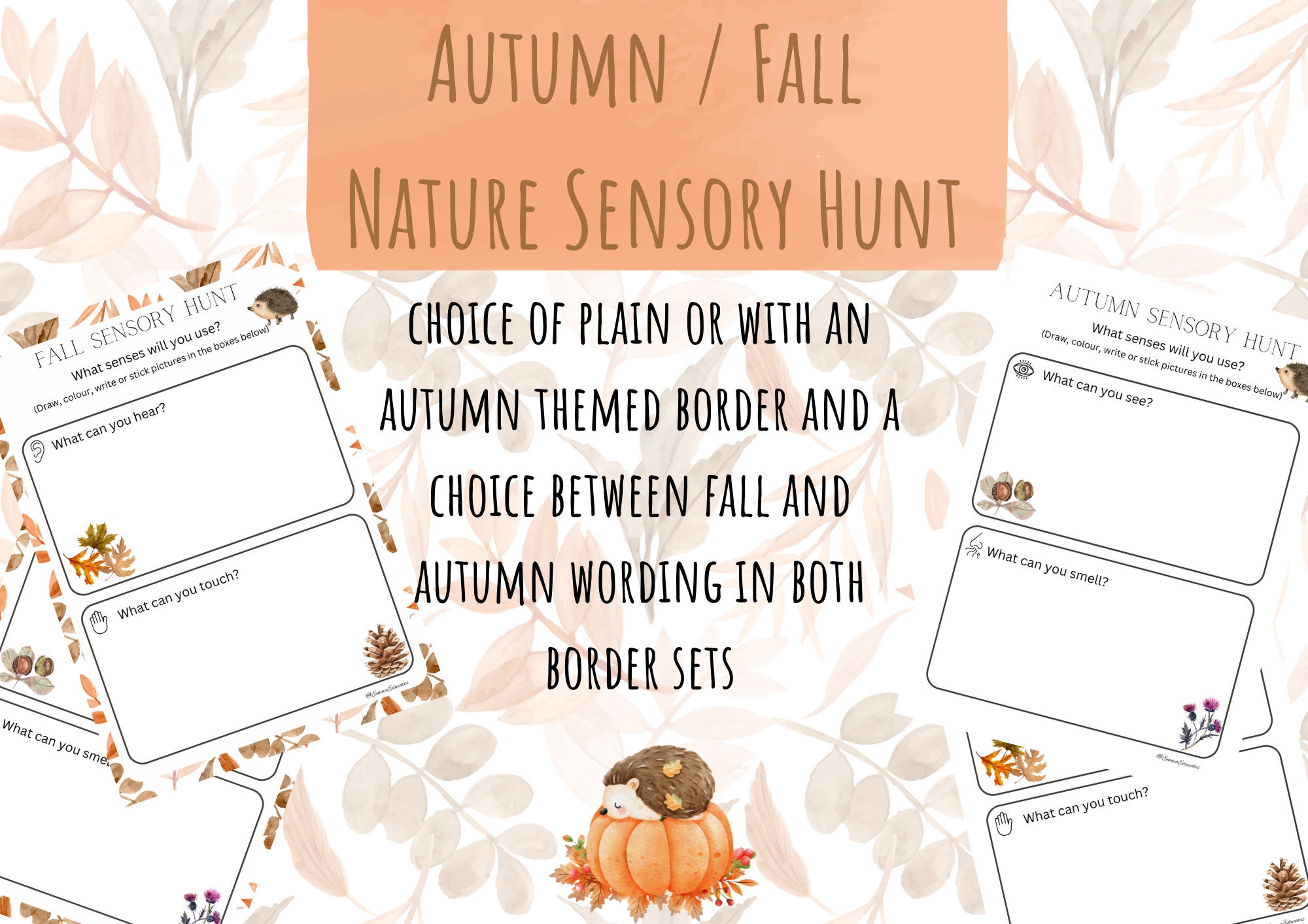 Autumn Sensory Hunt, Printable Activity for Kids, Explore Fall With ...
