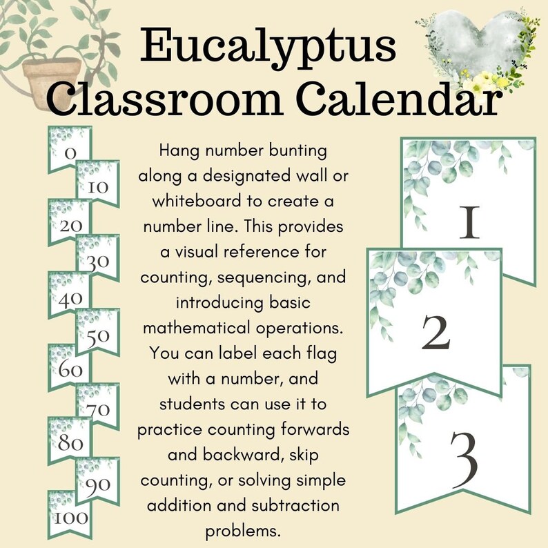 A Eucalyptus Themed Classroom Calendar Set With Upper and Lower Case ...
