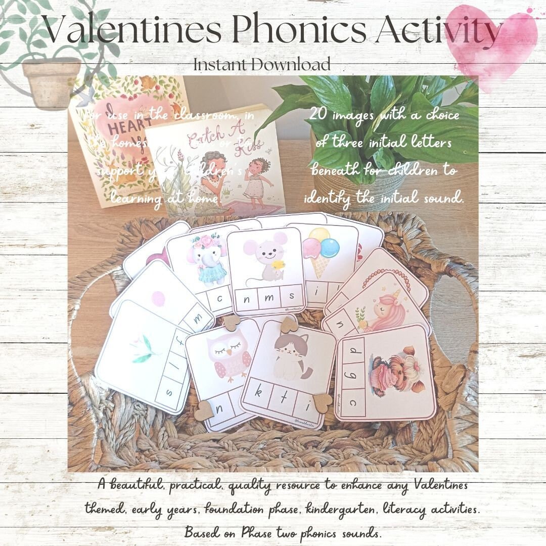 Initial Sounds Phonics Activity; Valentines Inspired Game, for Young ...