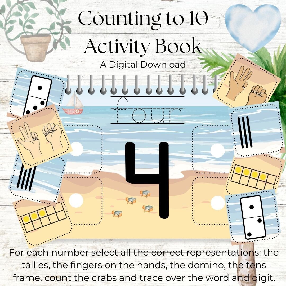 Beach Fun Math Activity Pack: Numbers to 10 With Tens Frames, Dominoes ...