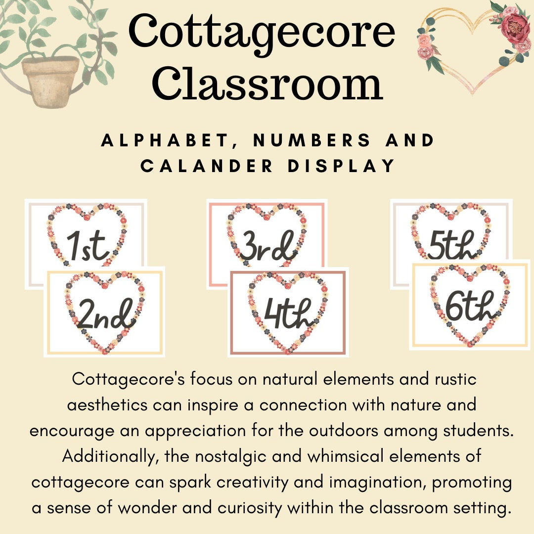 Cottagecore Inspired Classroom Decor Including: Calander Set, Number ...
