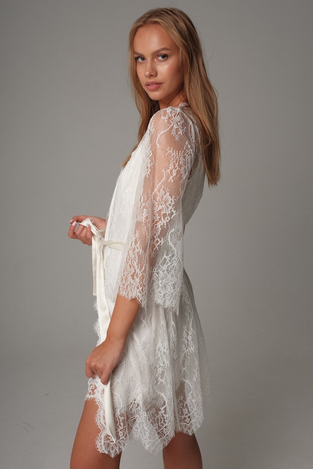 Short Lace Robe, Bridal Robe, Wedding Robe, Boudoir Lingerie, Bride's ...